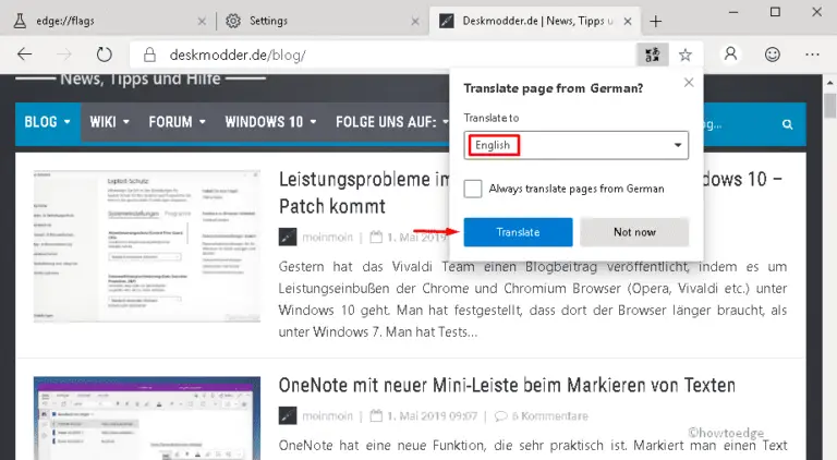 How to Enable Translator in Chromium based Microsoft Edge