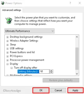 How to change Turn Off Display After time in Windows 10 - Howtoedge