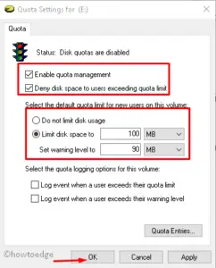How to Enable or Disable disk quotas in Windows 10 - Howtoedge