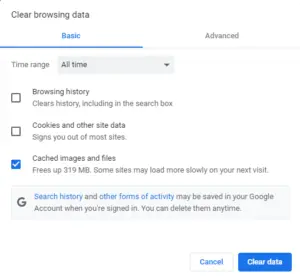 Fix RESULT_CODE_MISSING_DATA Error on Chrome browser